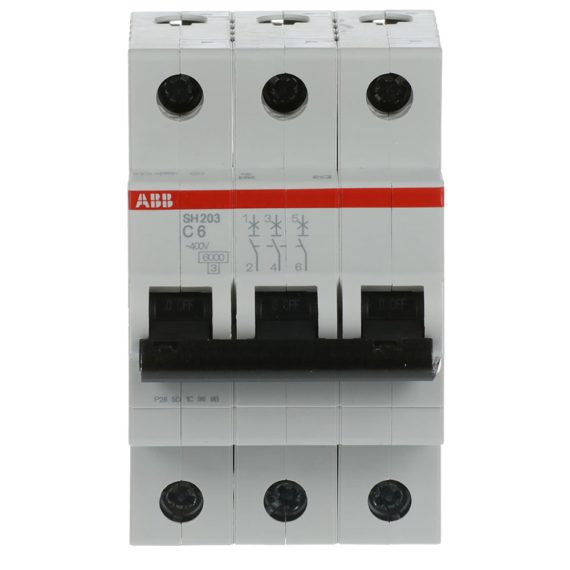 MINI INTERRUPTOR 3P CURVA 6A SH200T ABB SH203TC6 – Plomería Electrica